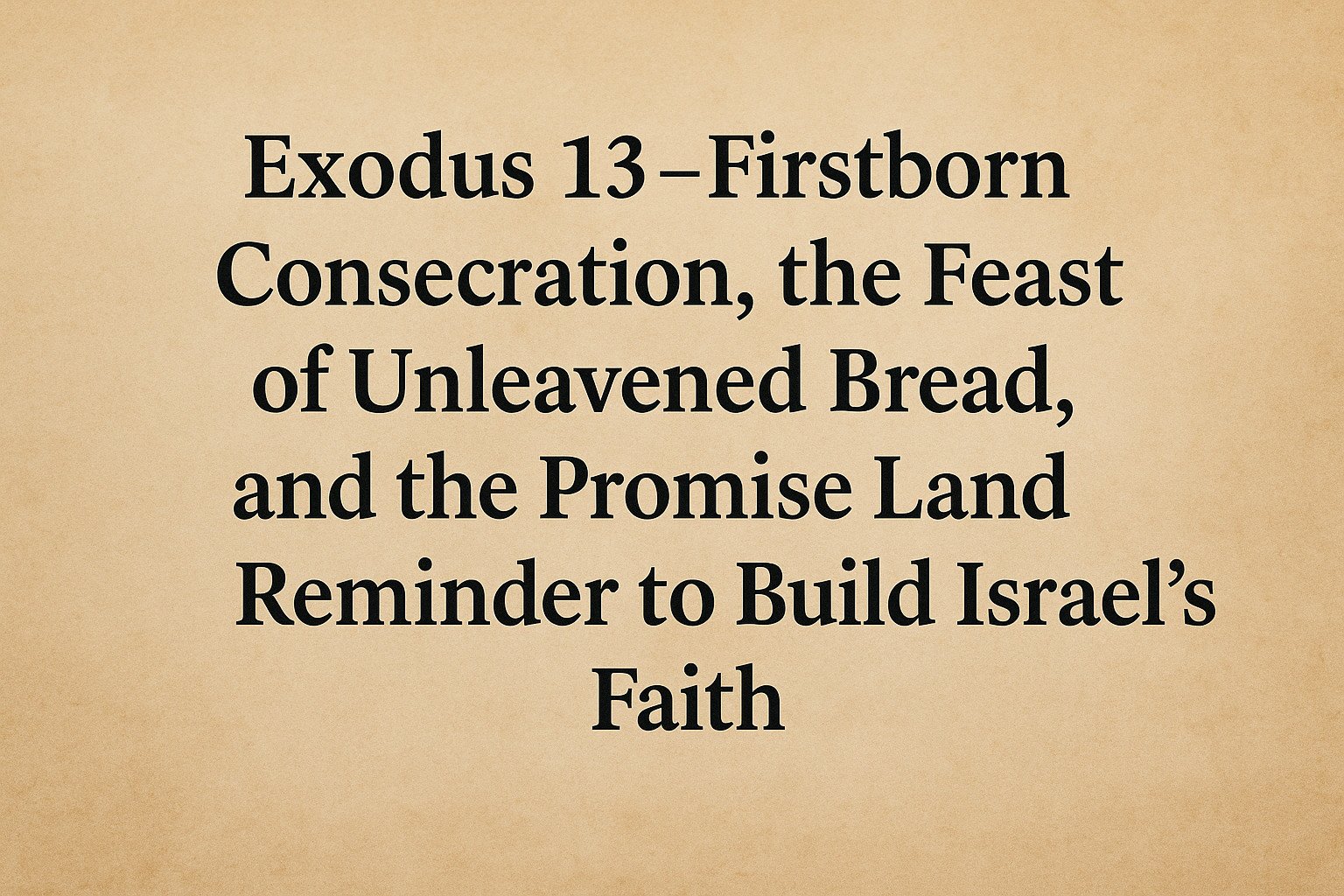 Exodus 13 – Firstborn Consecration, the Feast of Unleavened Bread, and ...